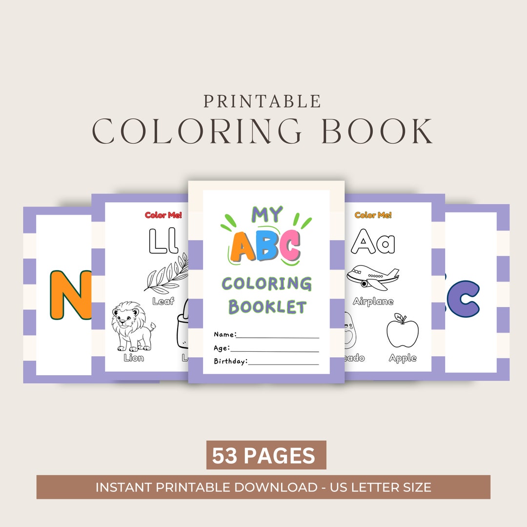 Unique Kids Alphabet Coloring Book! Digital ABC Instant Download for ...