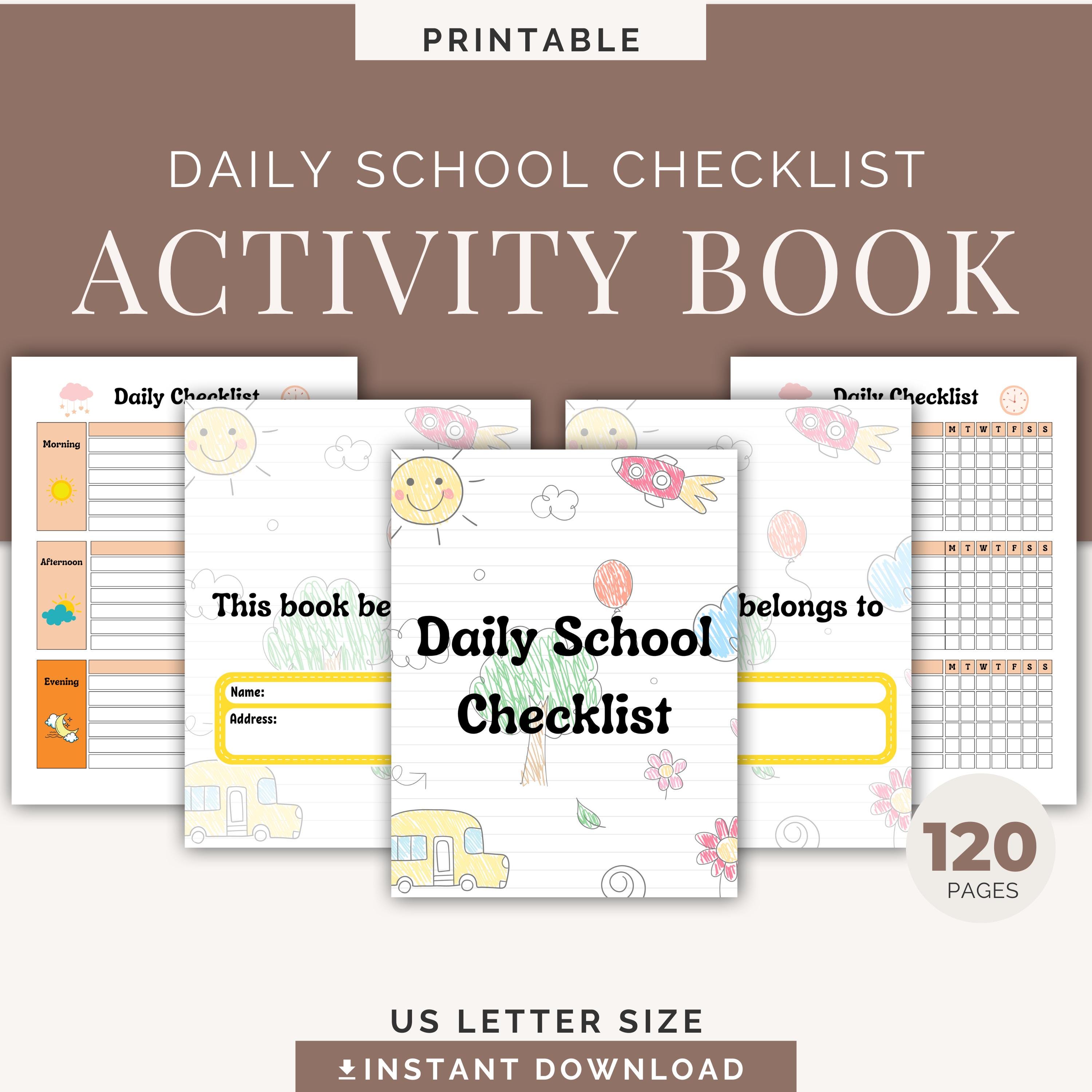 Printable Kids Daily School Checklist | Fun Editable Routine Chart for ...