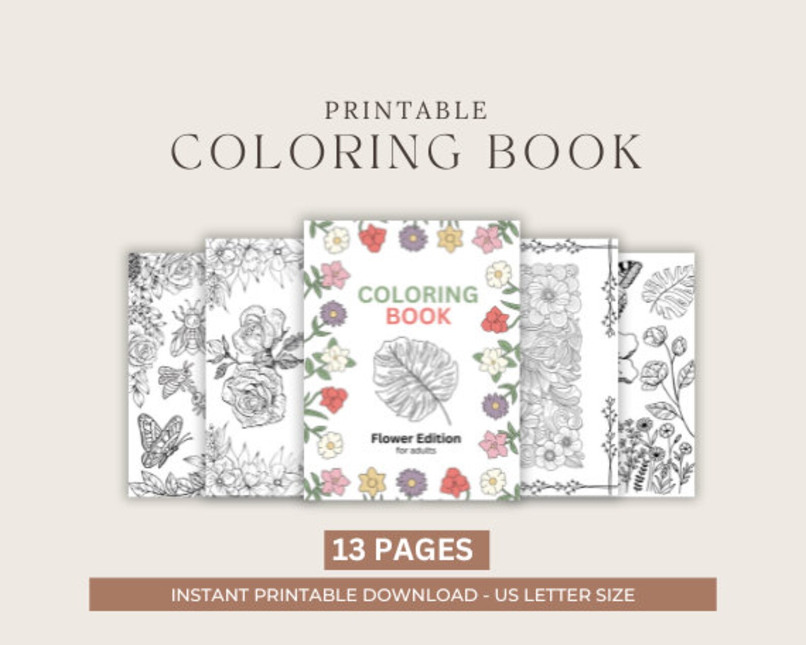 Flower Coloring Book- Digital Adult Printable PDF Instant Download ...