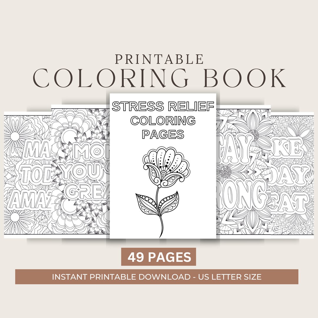 Stress Relief Positive Mindset Coloring Book| Art Therapy| Mindfulness ...