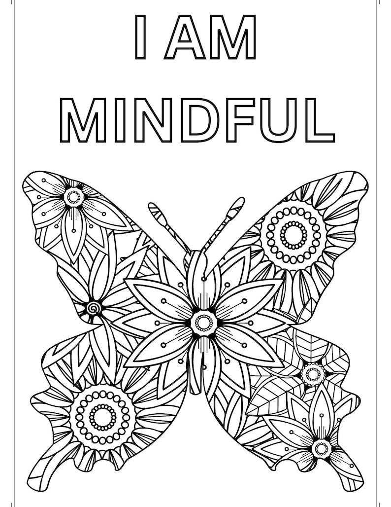 Mindful Butterfly Coloring Book for Adults Stress Relief, Relaxation ...
