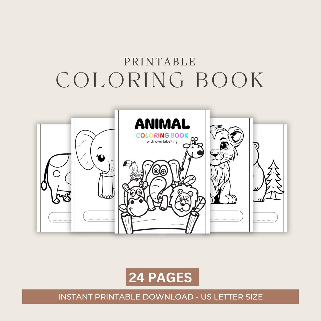 Name Animal Kids Coloring Book- Printable Instant Download Pages ...