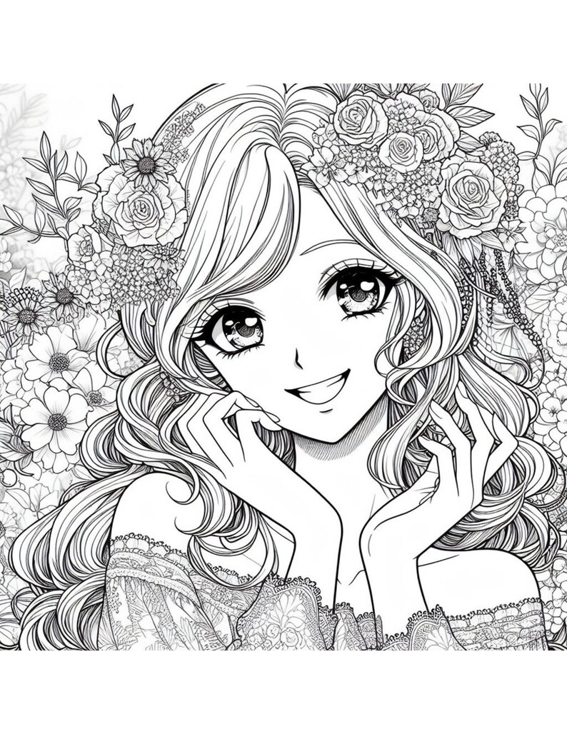 Printable Anime Coloring Book for Adults | Stress Relief | Manga Art ...