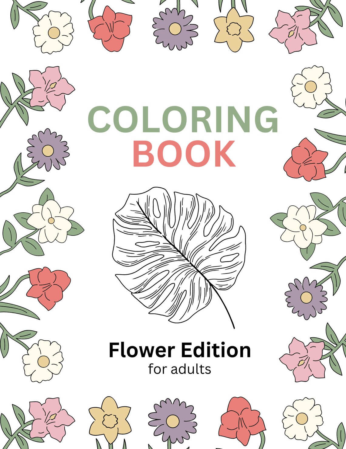 Flower Coloring Book- Digital Adult Printable PDF Instant Download ...