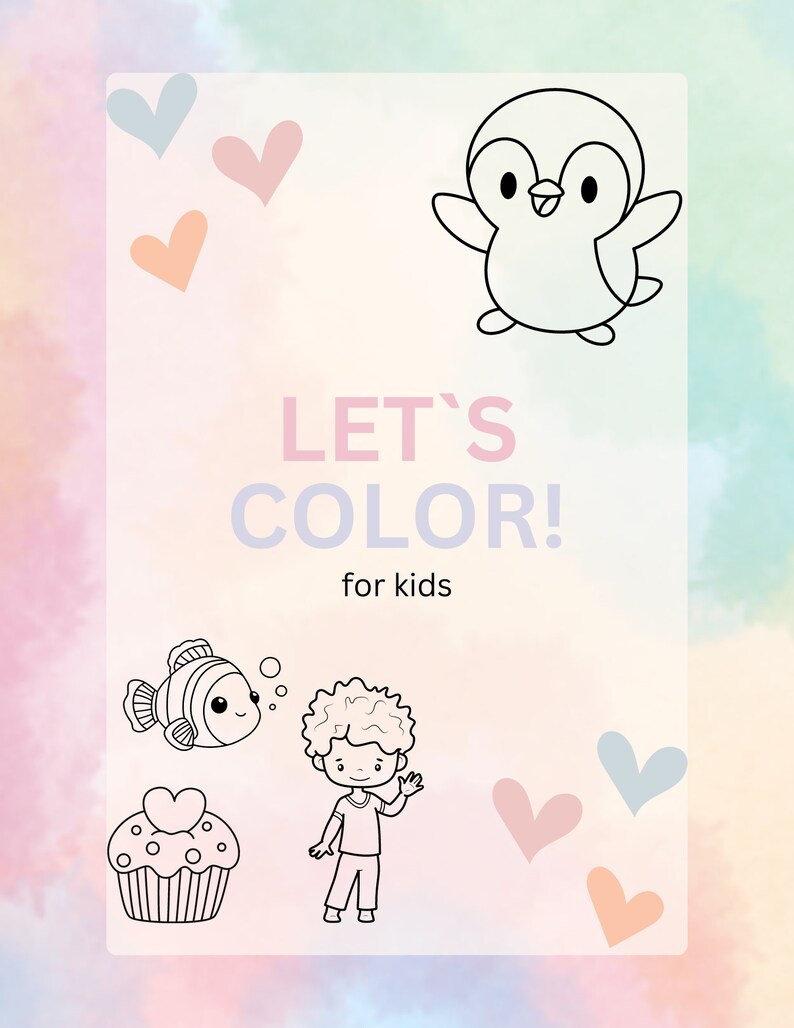 Fun Designs Kids Coloring Book- Instant Digital Download. Preschool ...