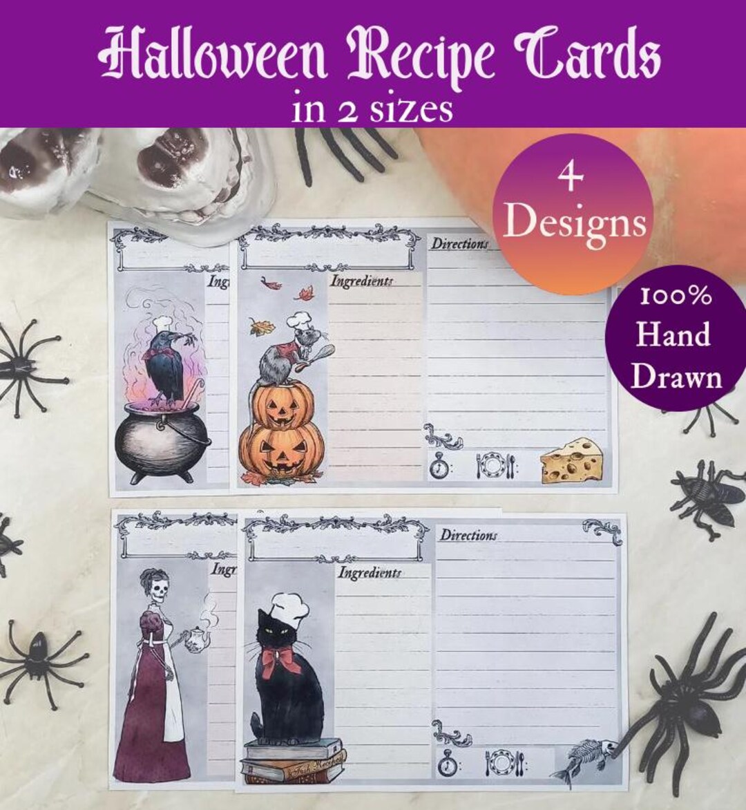 Halloween Recipe Cards | Spooky Vintage Goth Style | Jane Austen ...