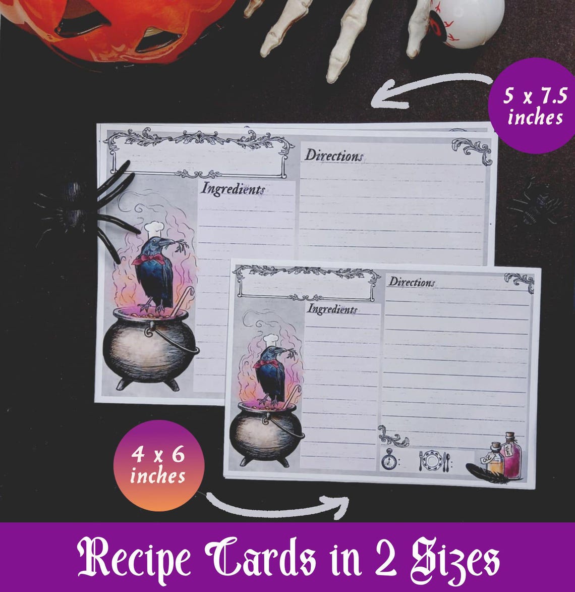Halloween Recipe Cards | Spooky Vintage Goth Style | Jane Austen ...