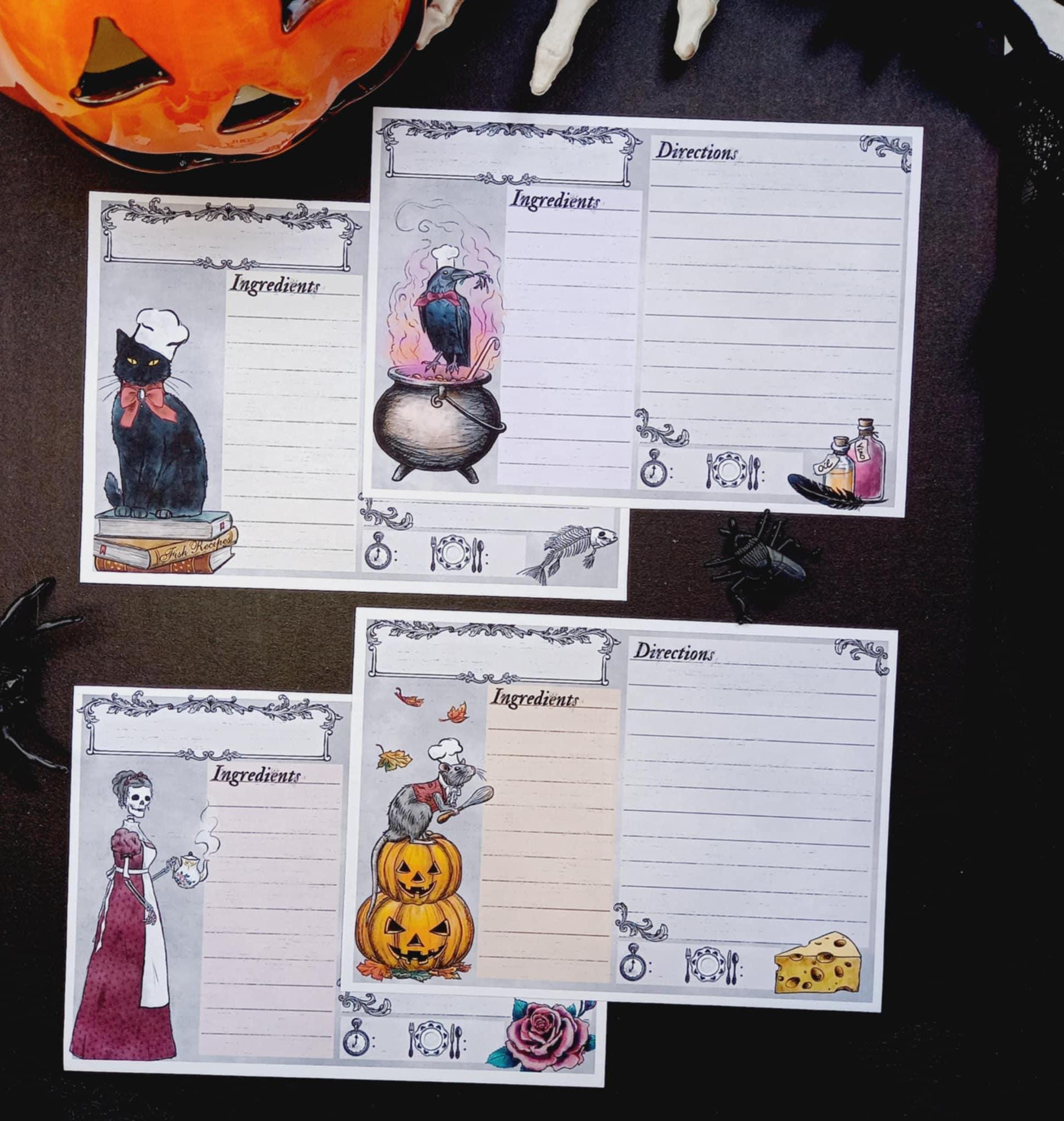 Halloween Recipe Cards | Spooky Vintage Goth Style | Jane Austen ...