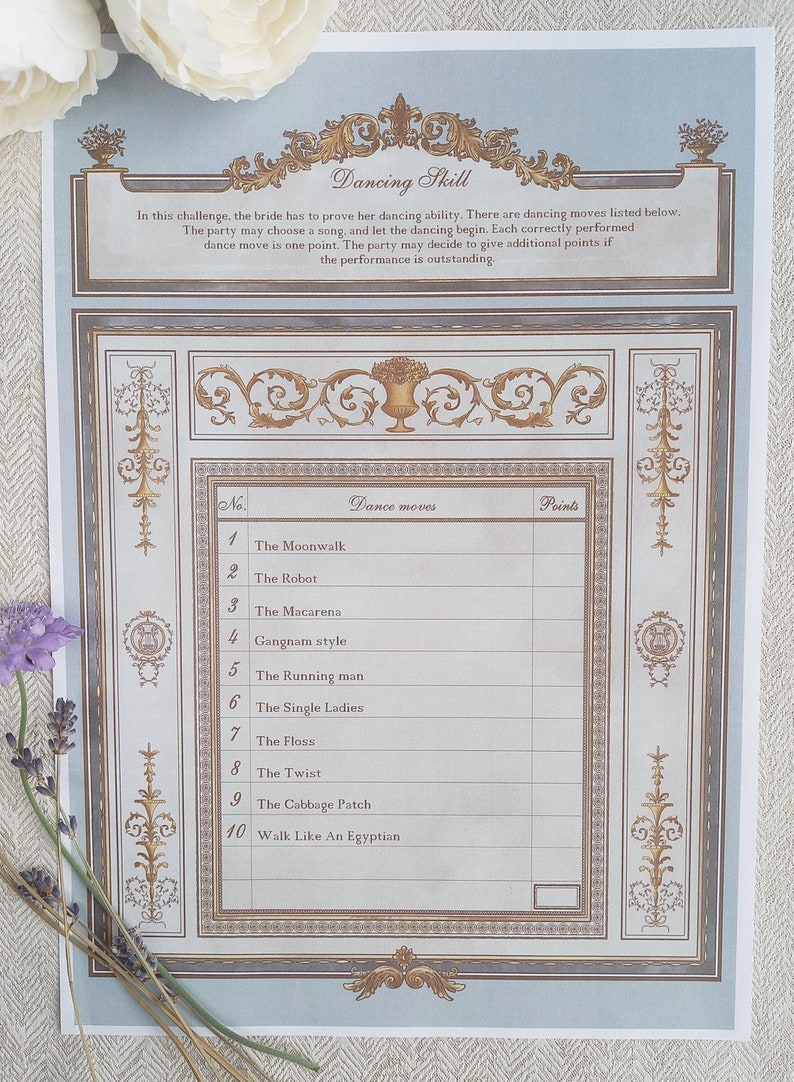 Dancing Game in Regency Style for Bridal Showers - Etsy