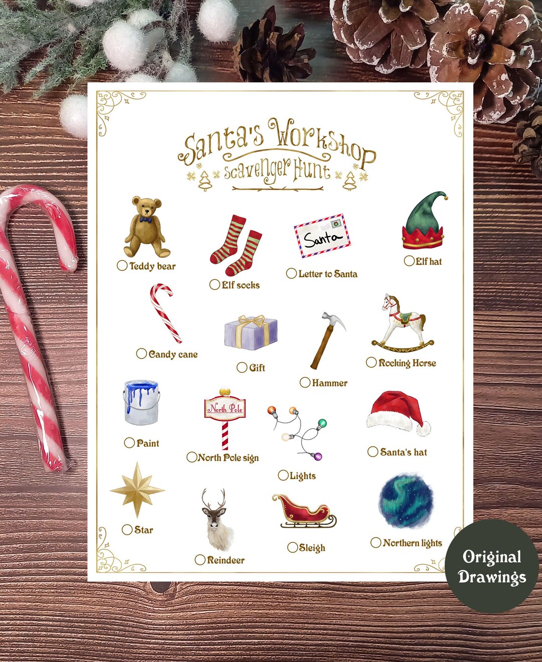 Christmas Scavenger Hunt Game | Santa's Workshop Themed | Printable ...