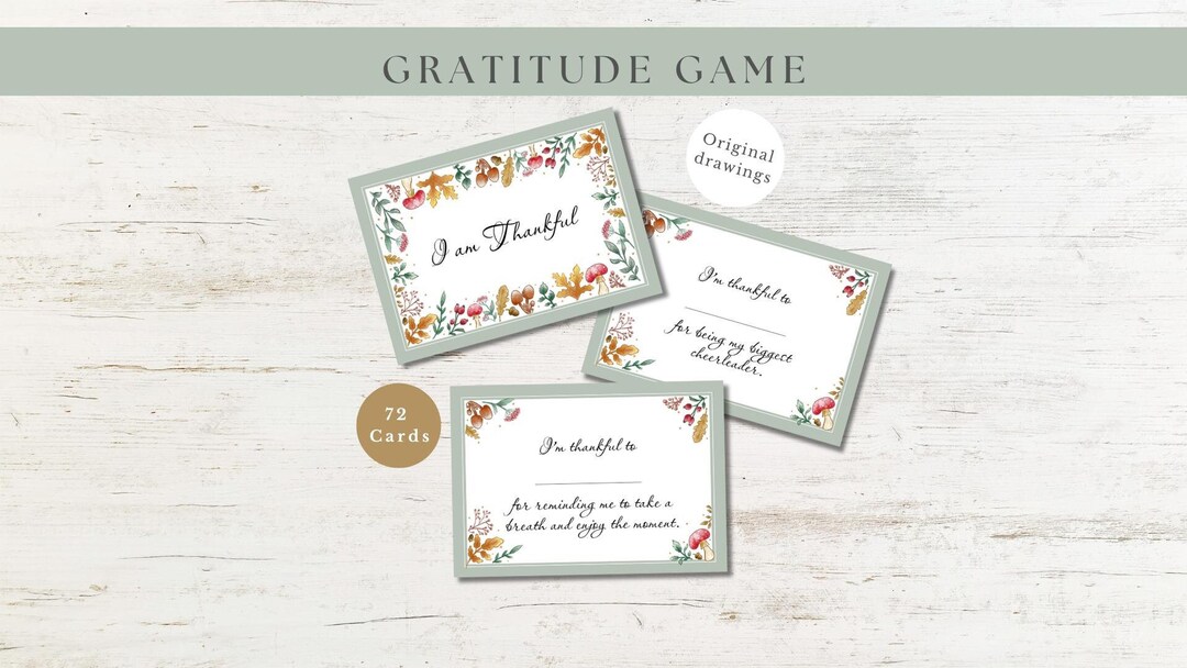 I Am Thankful for Cards Game | Gratitude Game for Thanksgiving or ...