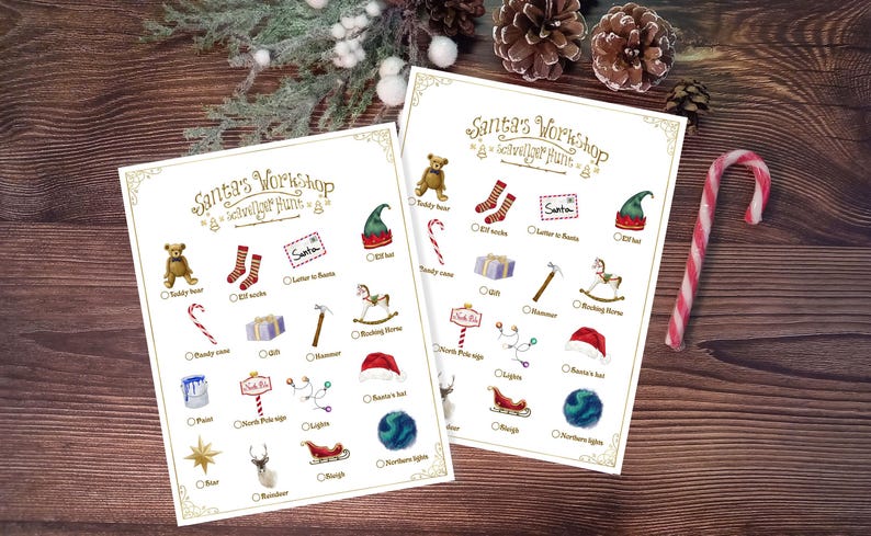 Christmas Scavenger Hunt Game | Santa's Workshop Themed | Printable ...