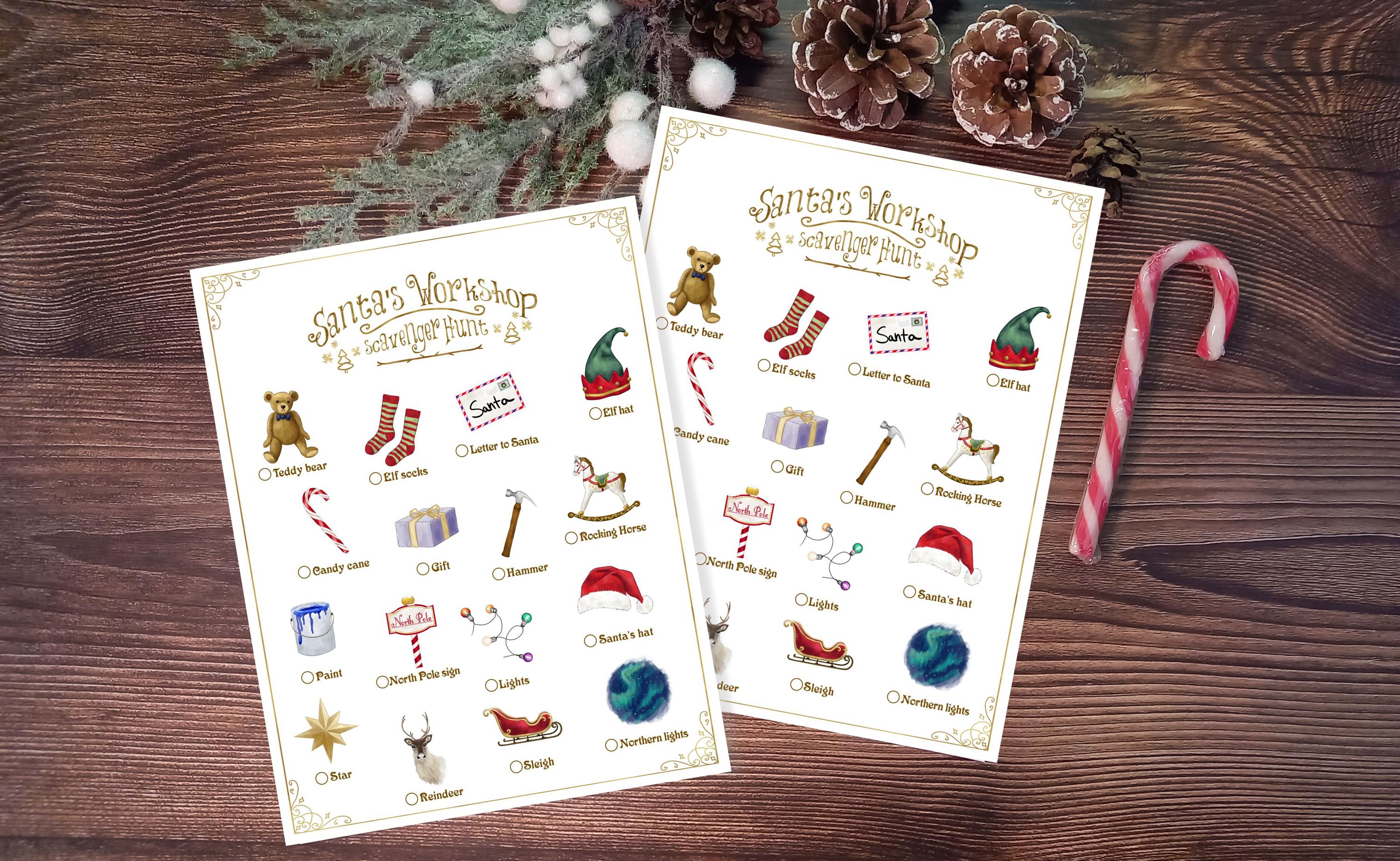 Christmas Scavenger Hunt Game | Santa's Workshop Themed | Printable ...
