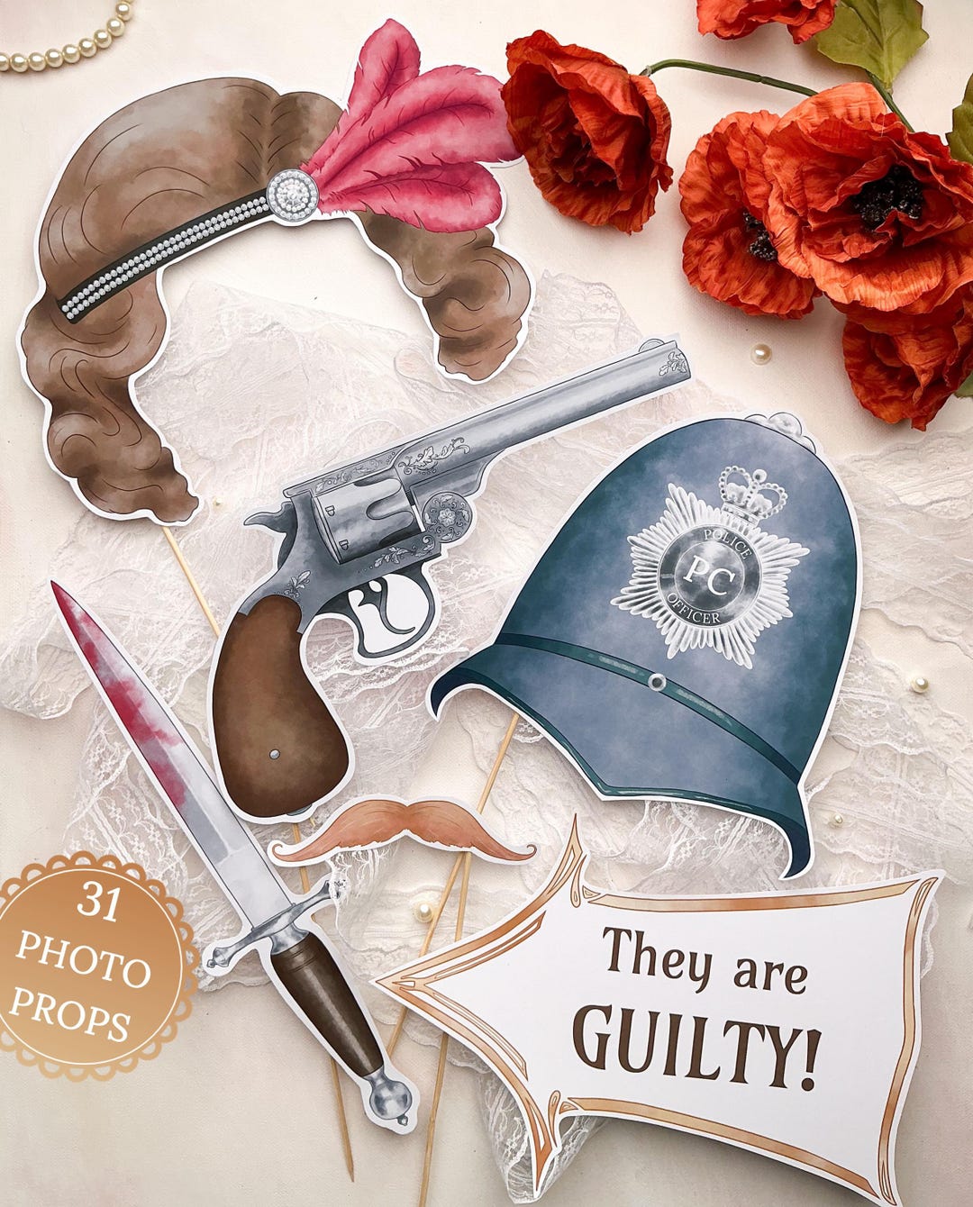 Murder Mystery Photo Booth Props | DIY Printable 1920s Style Party ...