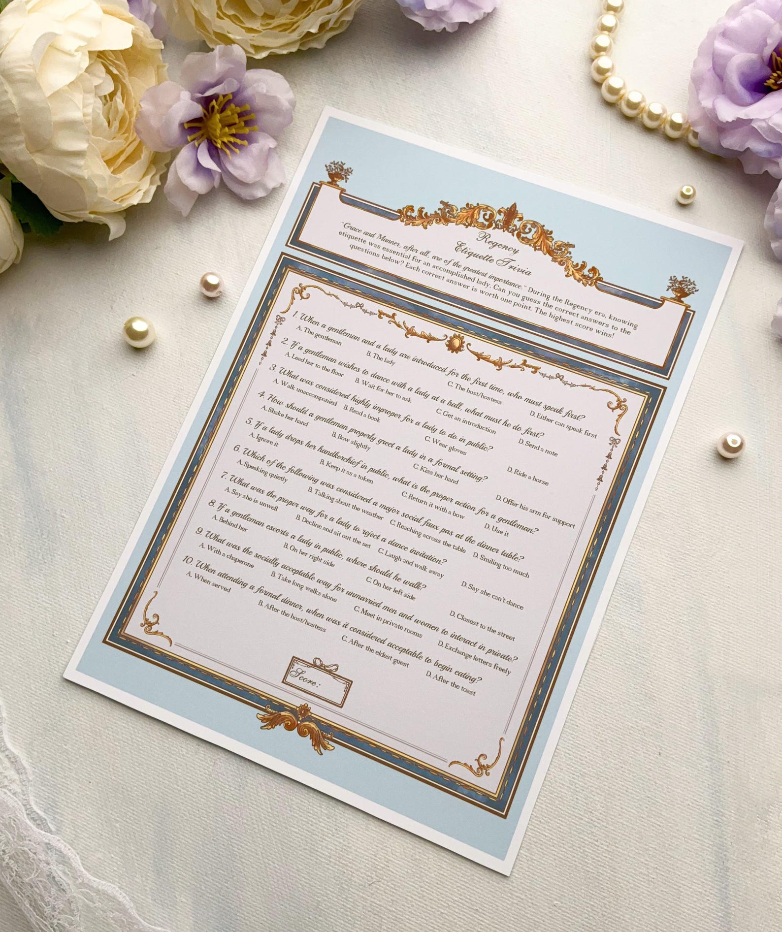Regency Etiquette Trivia, Quiz | Bridgerton and Jane Austen Inspired ...