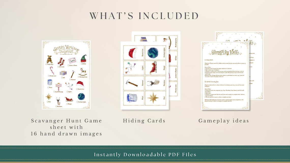 Christmas Scavenger Hunt Game | Santa's Workshop Themed | Printable ...