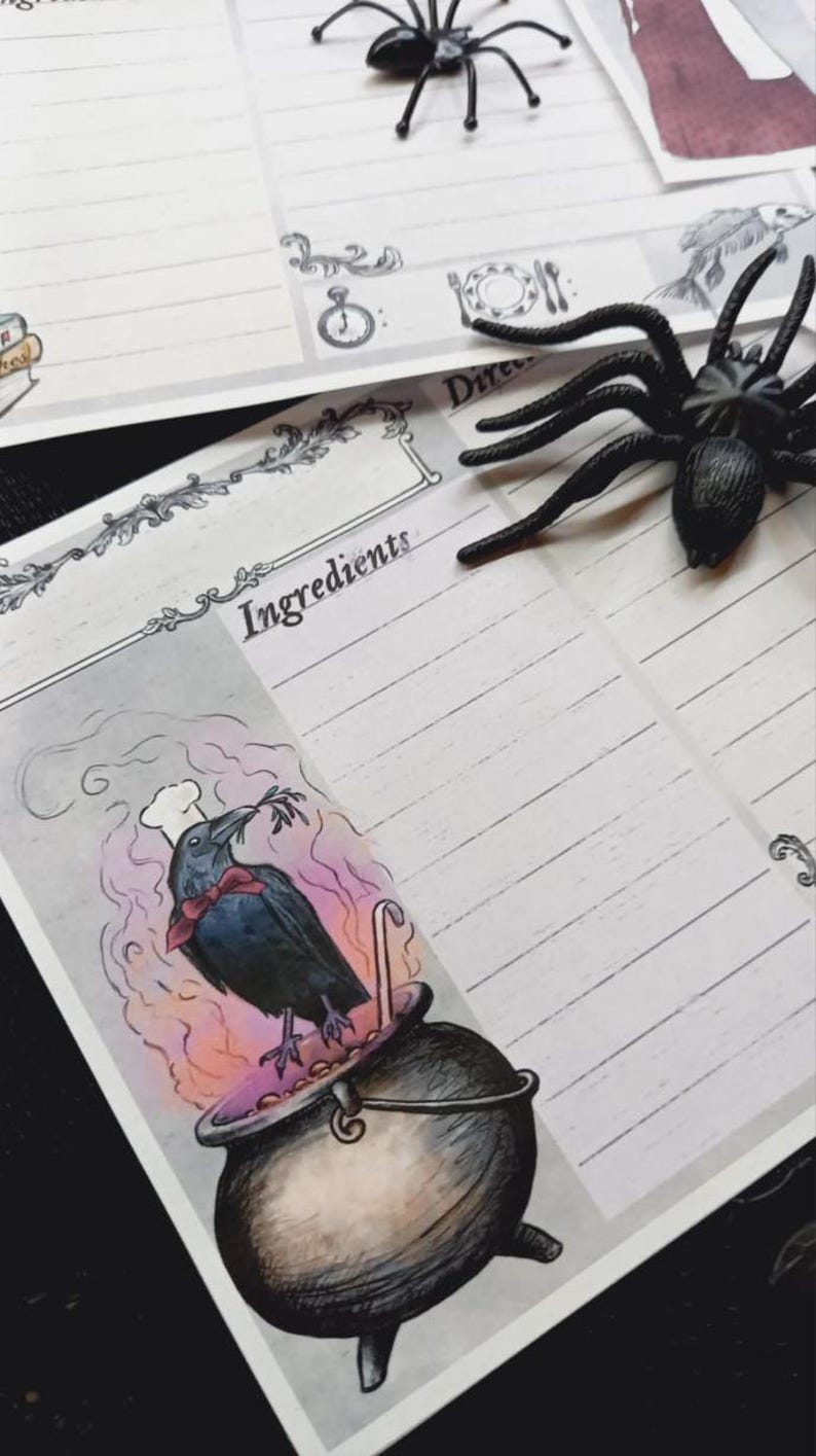 Halloween Recipe Cards | Spooky Vintage Goth Style | Jane Austen ...
