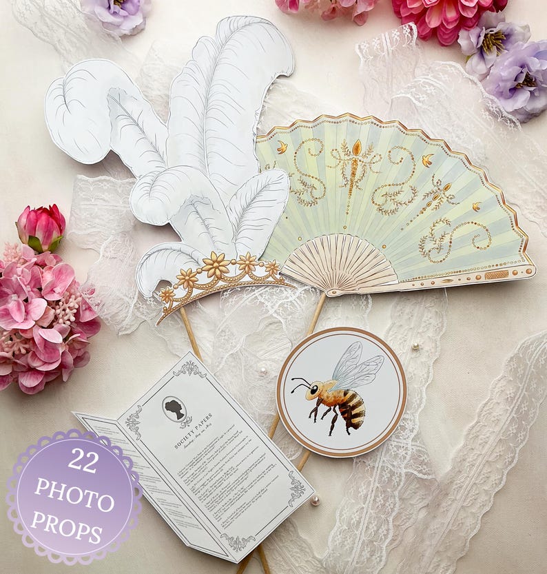 Bridgerton Style Party Photo Booth Props | Regency Era DIY Photo Props ...