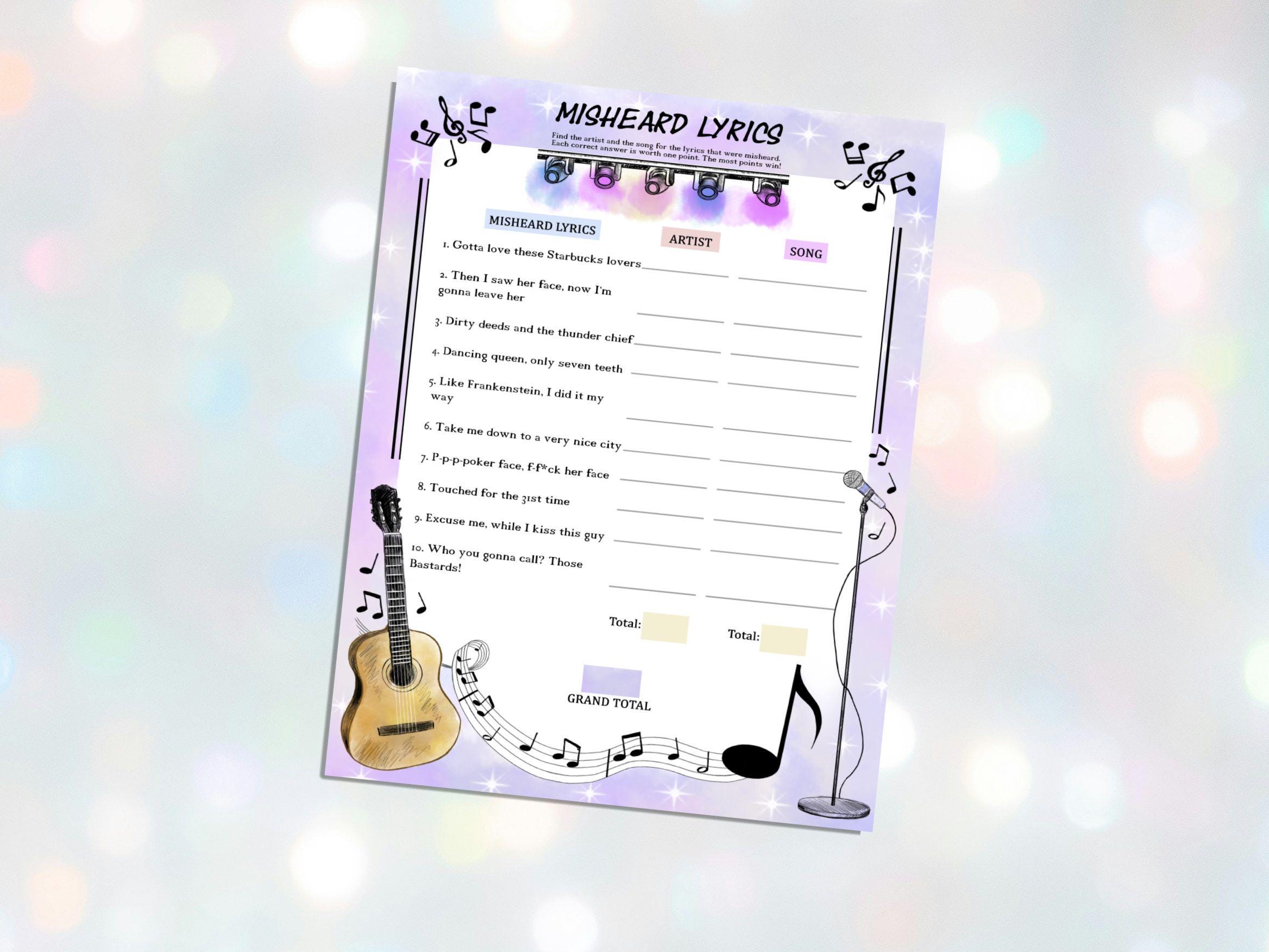 Misheard Lyrics Party Games for Adults & Teens | Hilarious Music ...