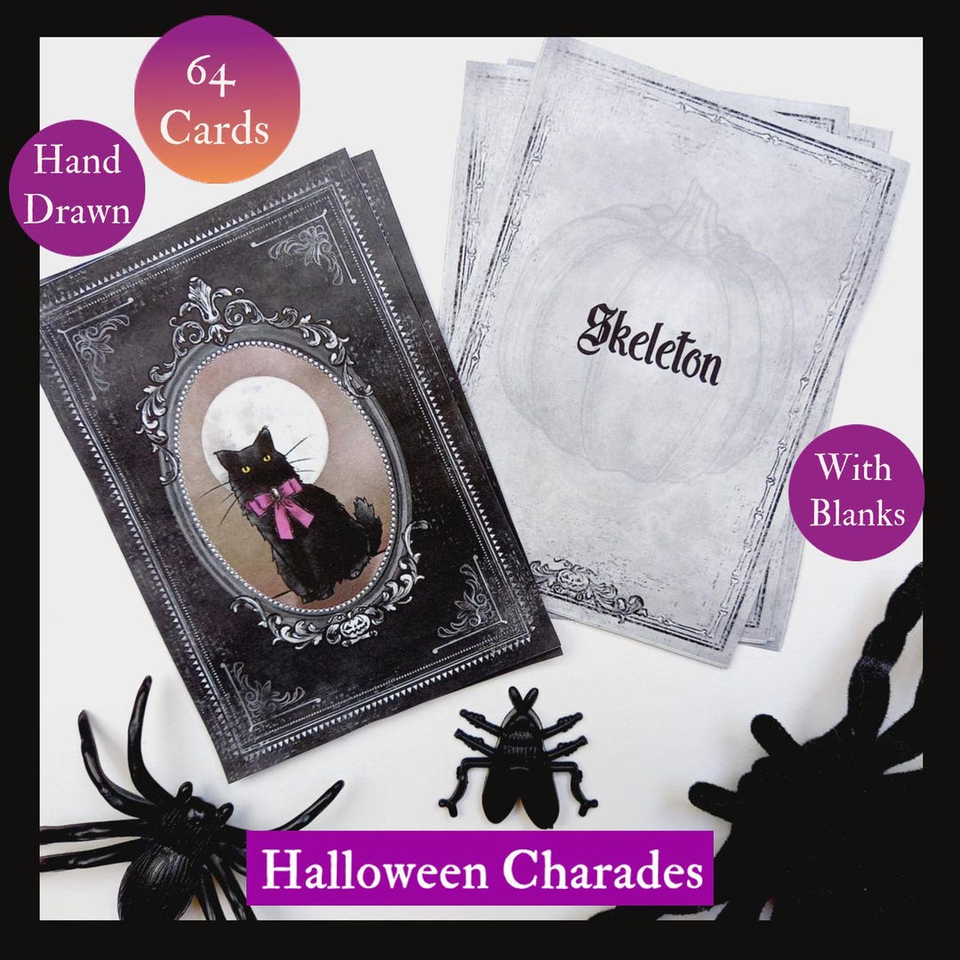 Halloween Charades for Adults, Teens and Kids 64 Custom Spooky Cards ...