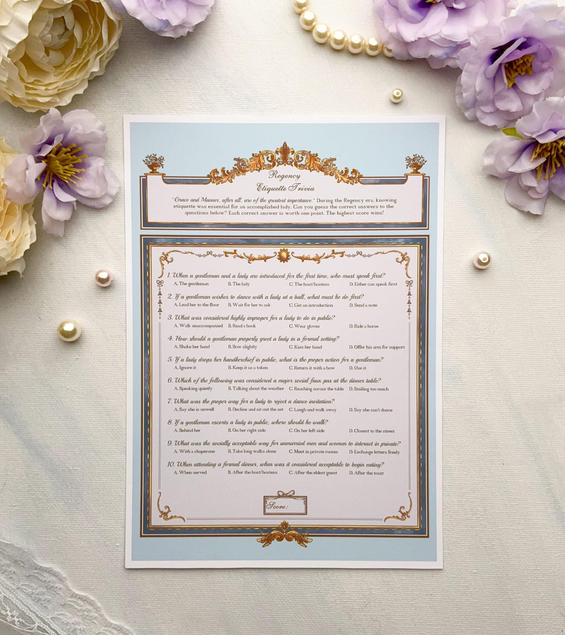 Regency Etiquette Trivia, Quiz | Bridgerton and Jane Austen Inspired ...