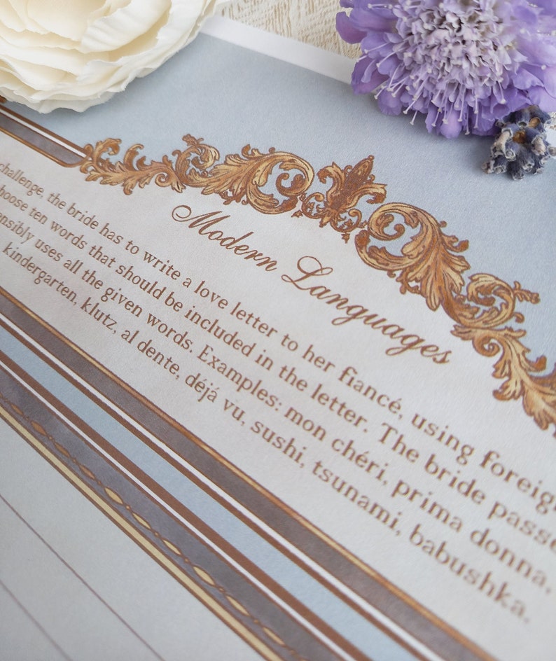 Modern Languages Game in Regency Style for Bridal Showers - Etsy