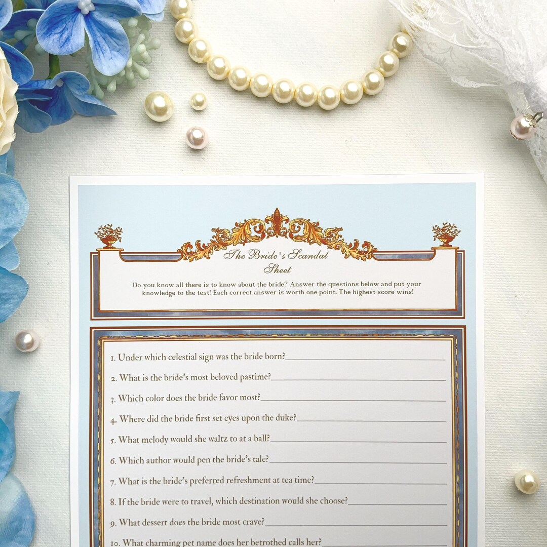 The Bride's Scandal Sheet | Bridal Shower Party Game - Etsy