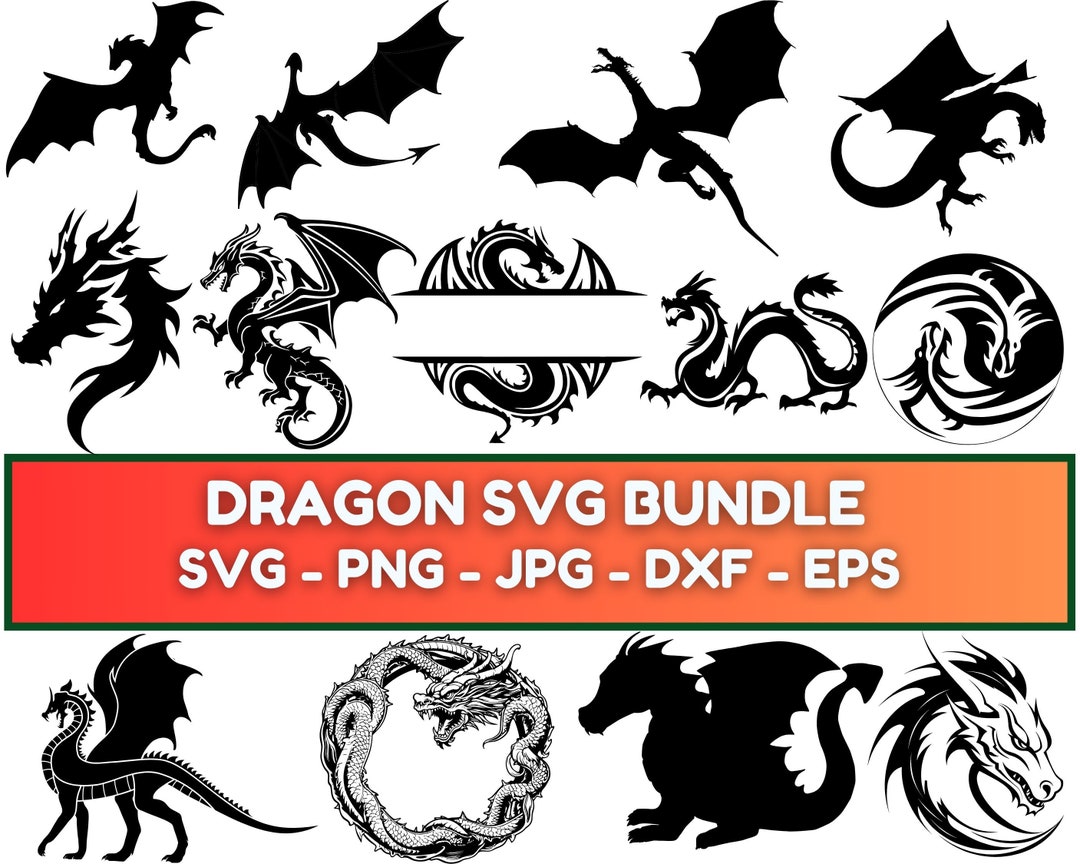 Dragon Svg Bundle, Dragon Svg, Dragon Cut File, Dragons Head, Dragon ...