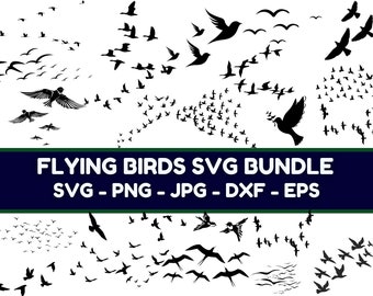 Cute Flying Birds SVG Bundle, Flying Bird Svg, Flock of Flying Birds ...