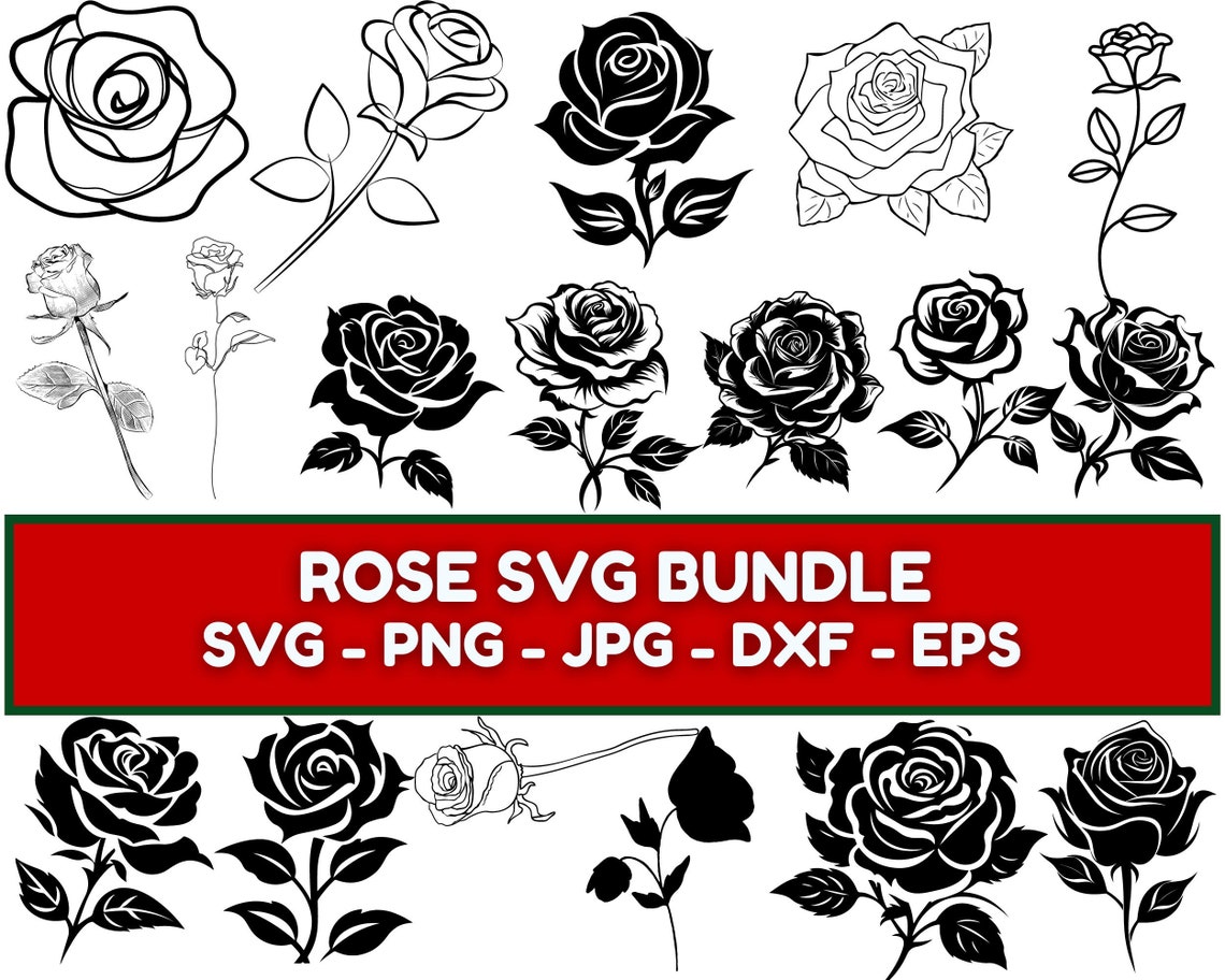 Roses SVG Bundle Roses SVG Cut File Commercial Use Roses Template SVG ...