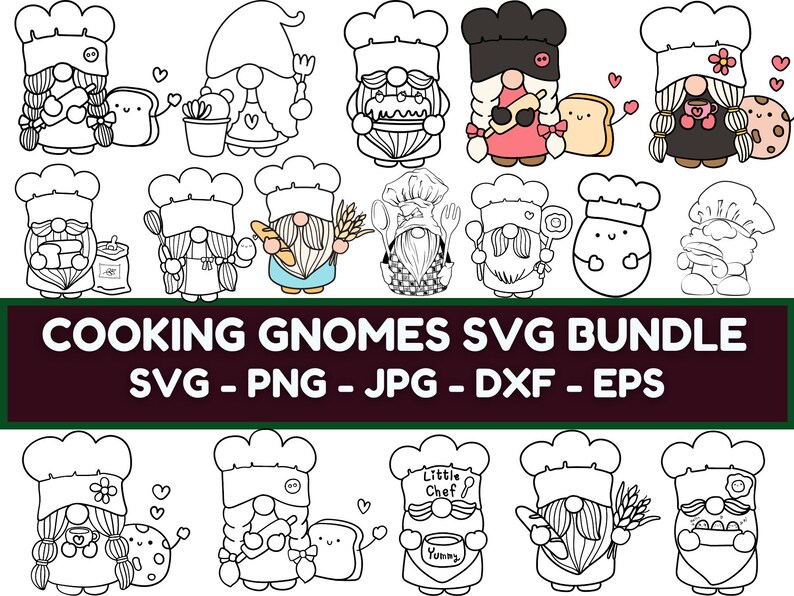 Cooking Gnome SVG Bundle Chef Gnome Svg Gnomes Cooks SVG Gnomes Svg ...