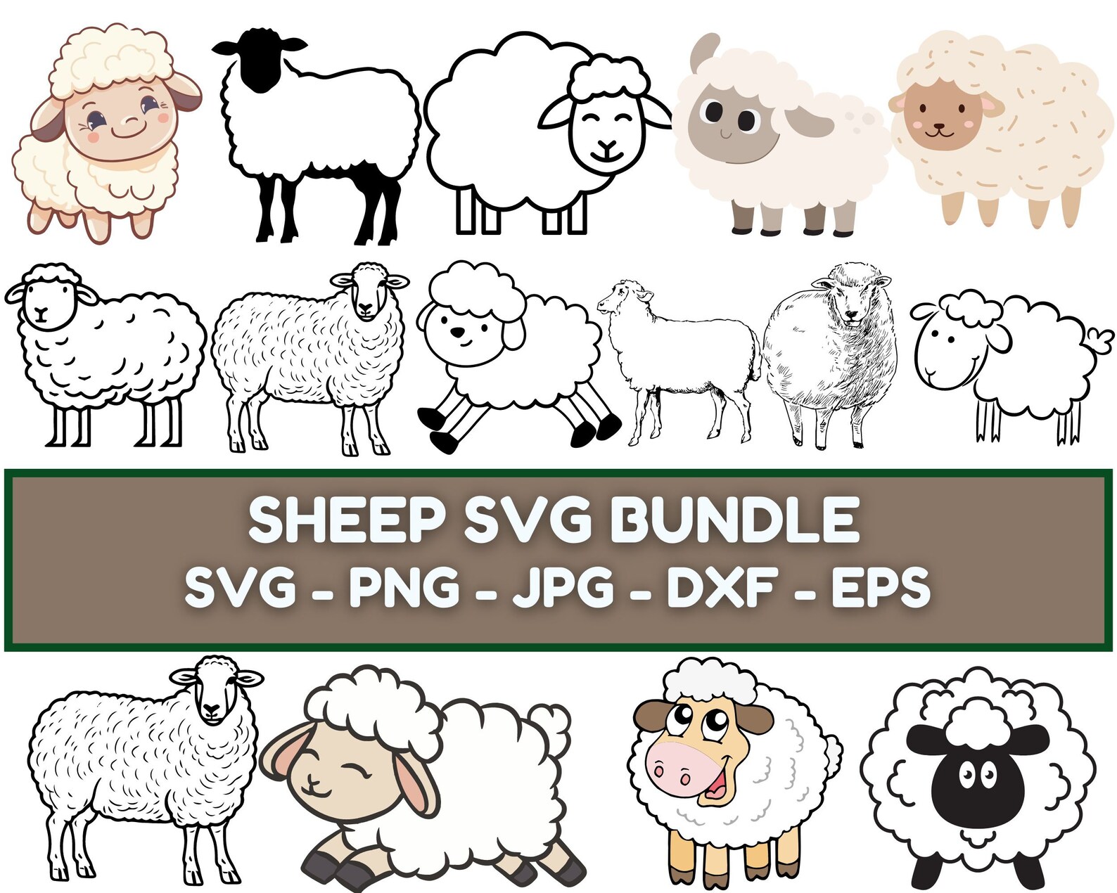 Sheep SVG Bundle, Sheep Dxf, Sheep Png, Sheep Eps, Sheep Vector, Sheep ...