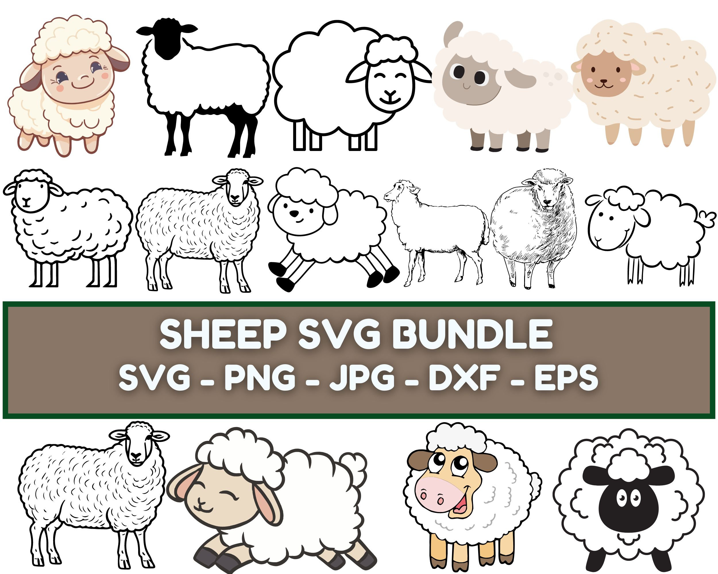 Sheep SVG Bundle, Sheep Dxf, Sheep Png, Sheep Eps, Sheep Vector, Sheep ...