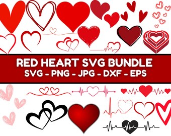 Red Heart SVG, Simple Heart Svg, Valentine's Day Svg, Read Hearts ...