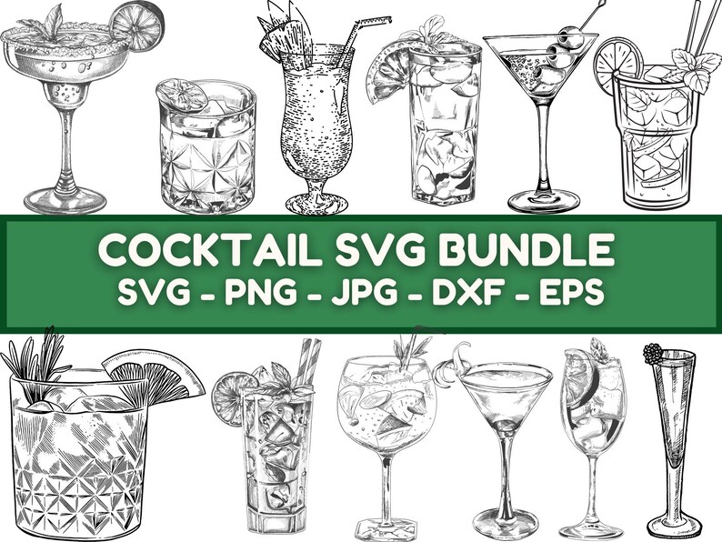 Cocktail SVG Bundle, Cocktail PNG Bundle, Cocktail Clipart, Cocktail ...
