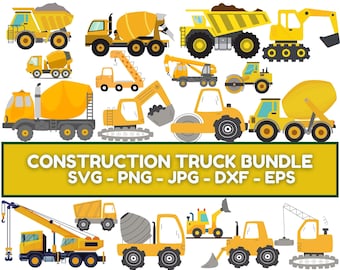 Construction Vehicles Clipart, Construction Svg, Trucks Svg Files ...