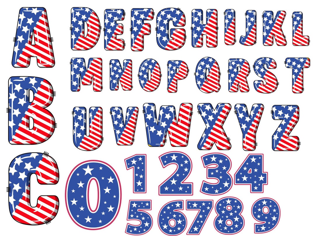 USA FLAG ALPHABET Svg, America Alphabet, American Font, American Flag ...