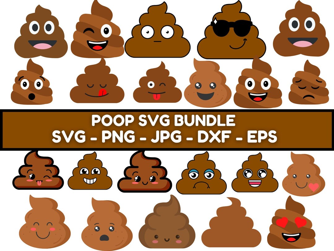 Poop Emoji Svg, Poop Emoji Svg Bundle, Poop Clipart, Layered Poop Emoji ...