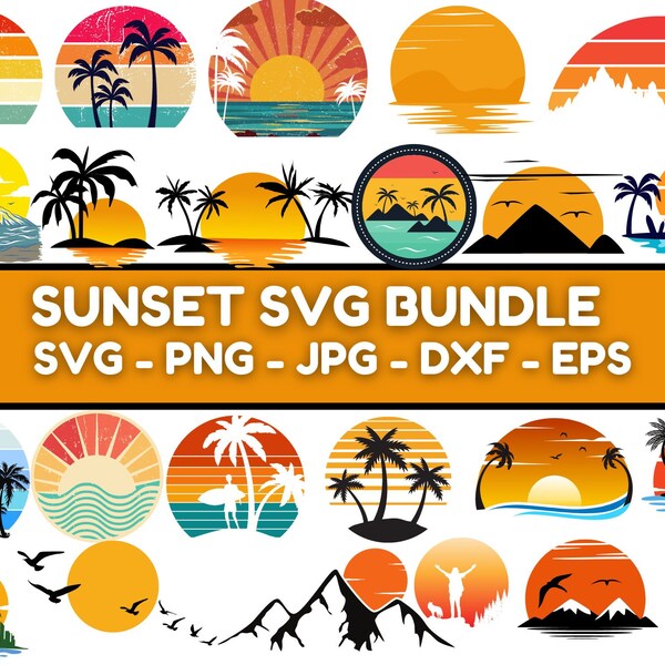 Retro Sunset Svg - Etsy Canada