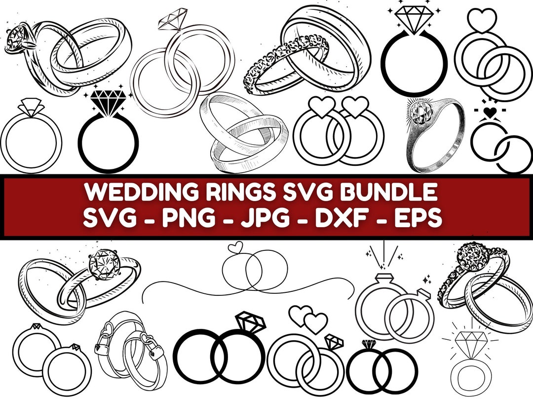 Marriage Rings Svg Bundle, Ring Svg, Wedding Svg, Clipart, Silhouette ...