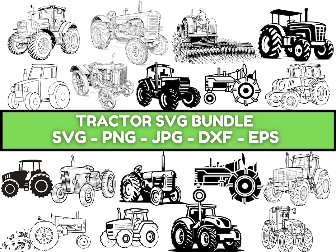 Pacote SVG de trator, Pacote PNG de trator, Clipart de trator, Arquivos ...