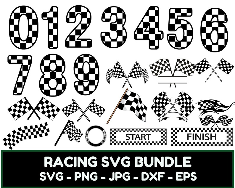 Racing Flag Svg, Racing Clipart, Checkered Flag Designs, Racing Numbers ...