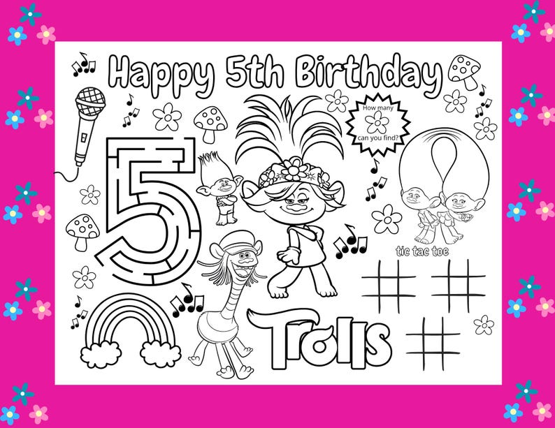 Trolls | Activity Sheet | 4th and 5th Birthday | Poppy - Etsy