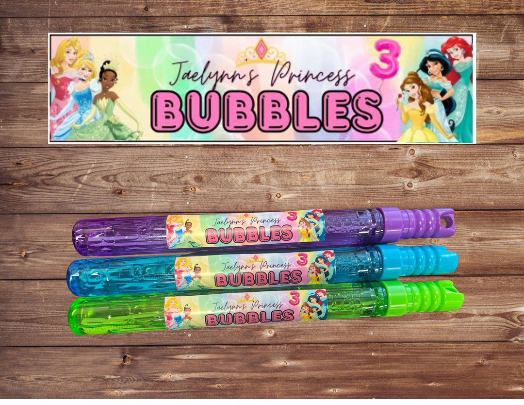 Disney Princess Bubble Wand Label Princess Party Favors Digital Bubble ...
