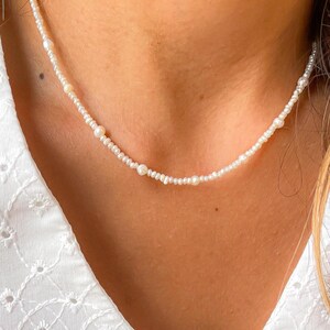 Dainty Seed Pearl Necklace, Small Freshwater Pearl Choker, Tiny ...