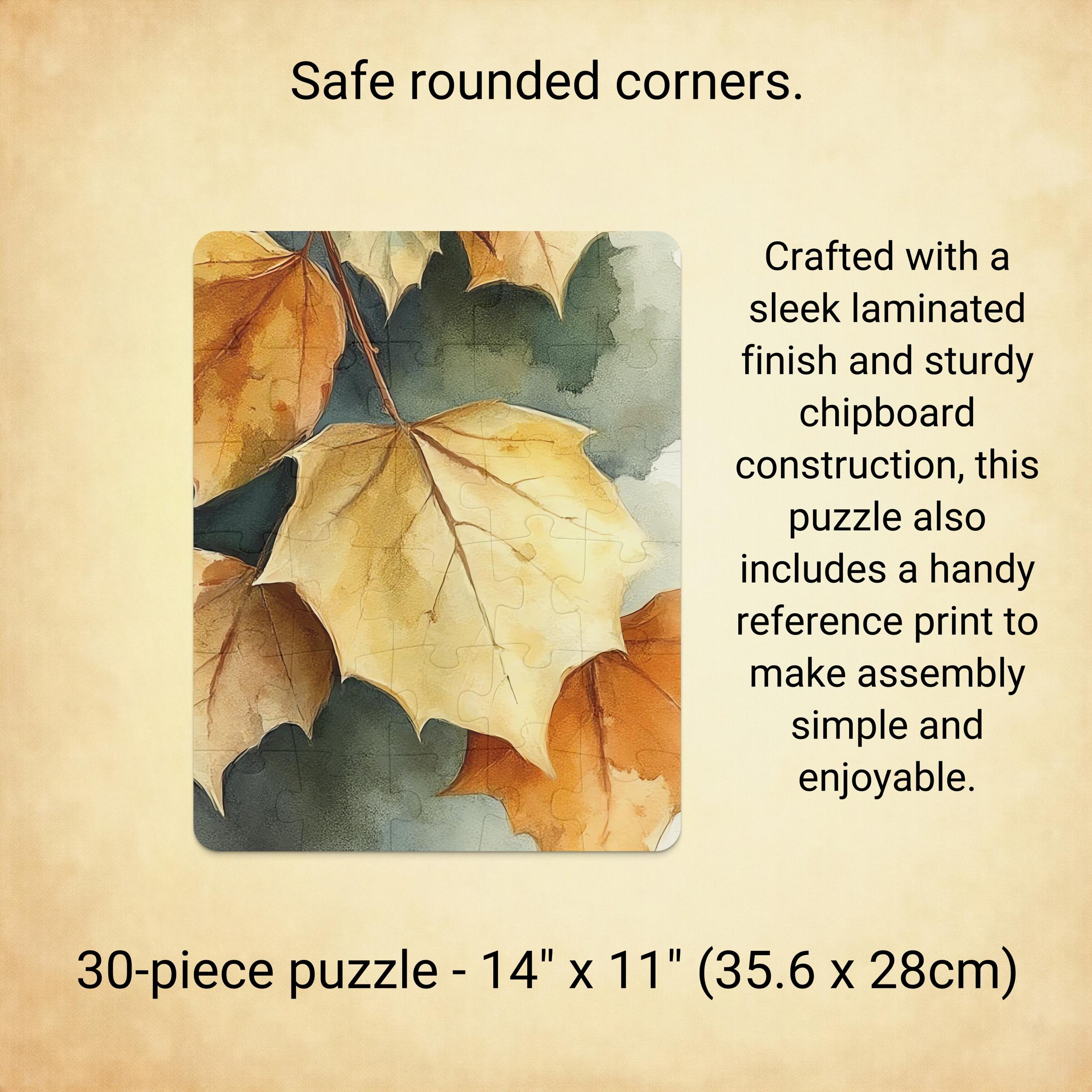 Autumn Leaves Art Jigsaw Puzzle, Watercolor Leaf Game, Fall Season ...