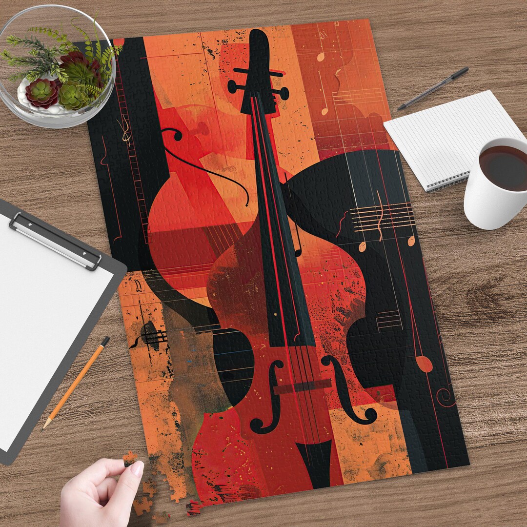 Abstract Cello Art Puzzle | Musical Instrument Jigsaw | Modern Art Game ...