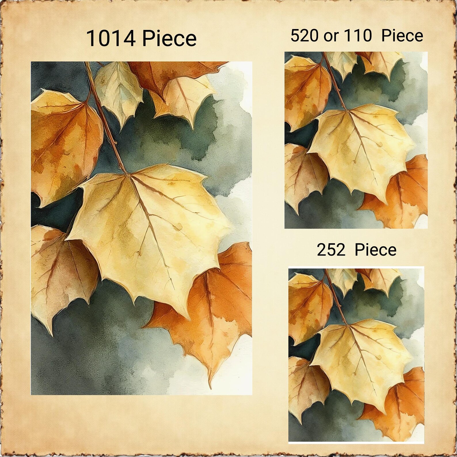 Autumn Leaves Art Jigsaw Puzzle, Watercolor Leaf Game, Fall Season ...