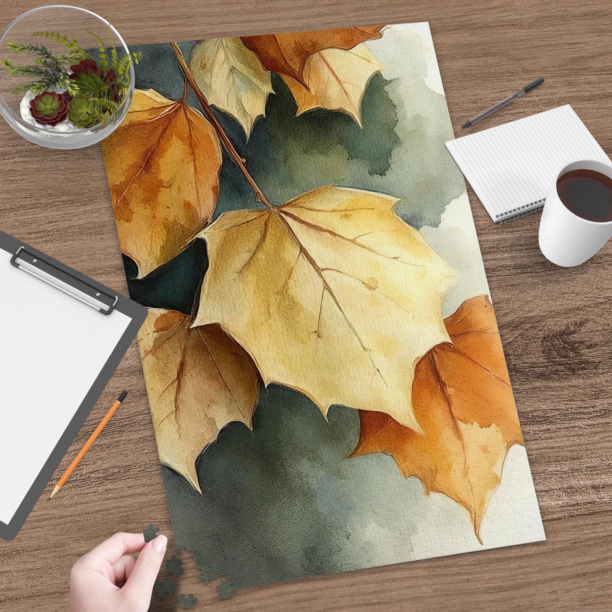 Autumn Leaves Art Jigsaw Puzzle, Watercolor Leaf Game, Fall Season ...