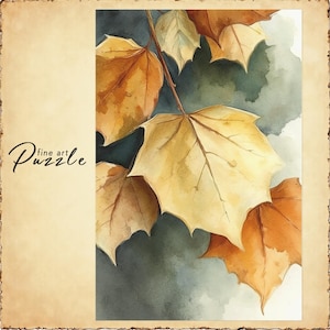 Autumn Leaves Art Jigsaw Puzzle, Watercolor Leaf Game, Fall Season ...
